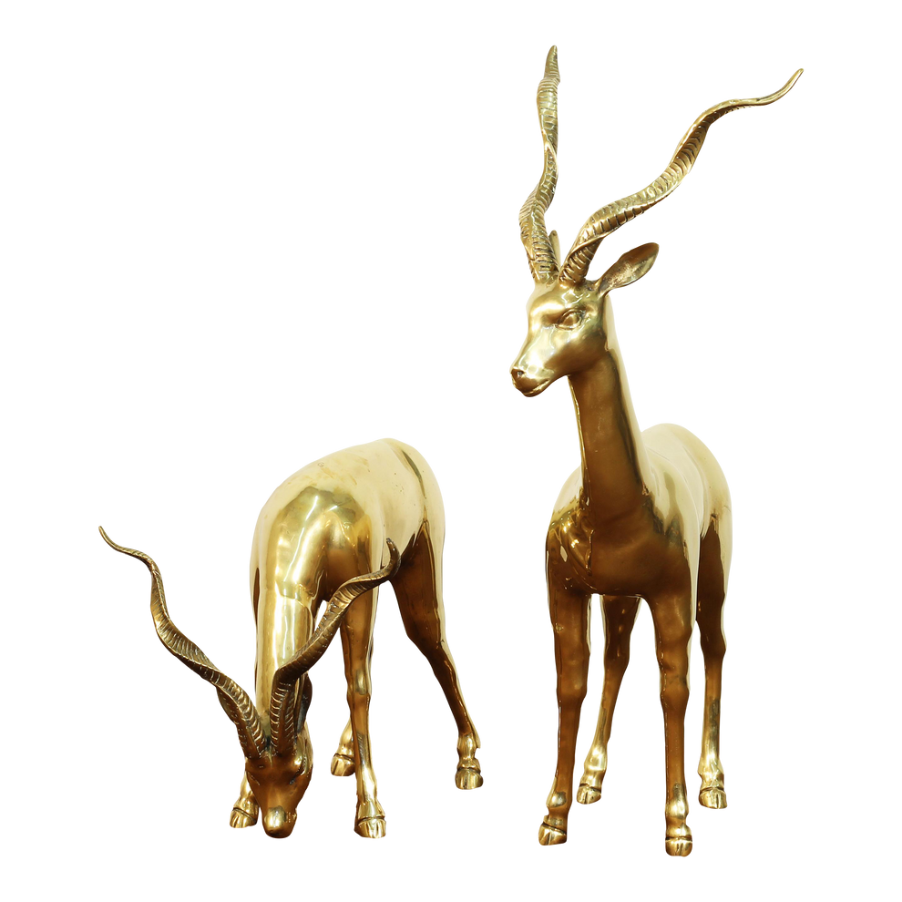 Vintage Brass Antelope Statues Sculptures- Set of 2 – Metro Eclectic